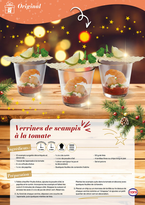 cora FR - recette Mag - Verrines de scampis et tomates - Page 1